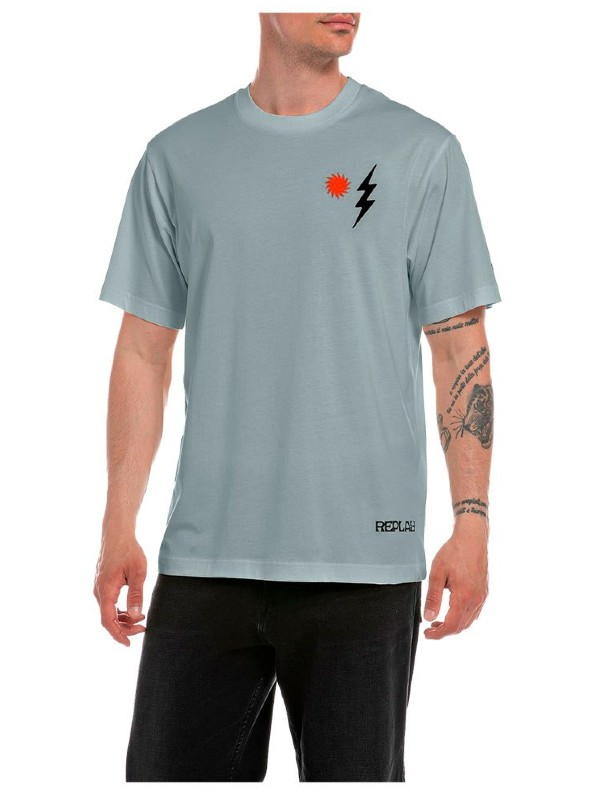 Ανδρικό t-shirt Replay T-SHIRT WITH BIKER PRINT | GIORGIO
