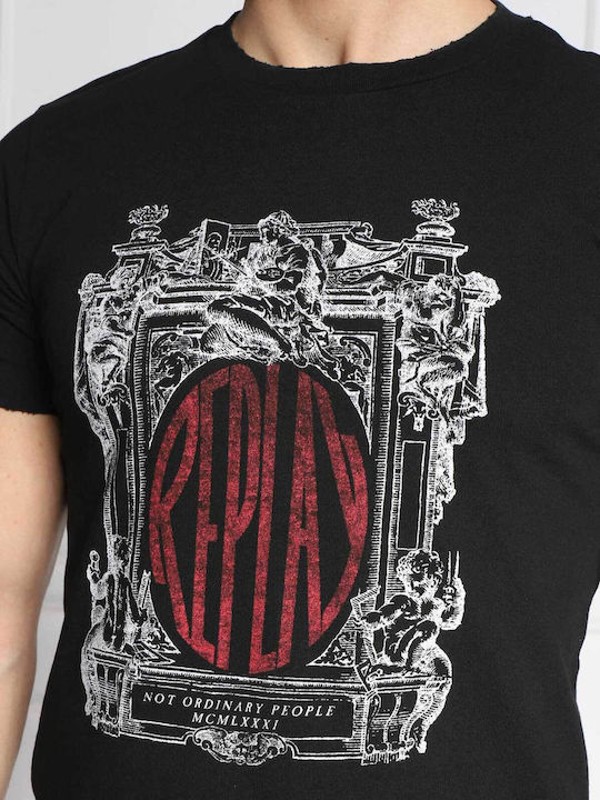 Ανδρικό T-shirt Replay WITH PRINT AND MICRO ABRASIONS | GIORGIO