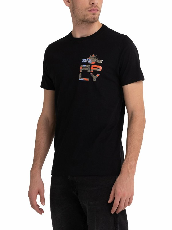 Ανδρικό t-shirt replay CAMOUFLAGE T-SHIRT WITH ARCHIVE LOGO | GIORGIO