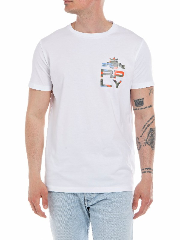 Ανδρικό t-shirt replay CAMOUFLAGE T-SHIRT WITH ARCHIVE LOGO | GIORGIO