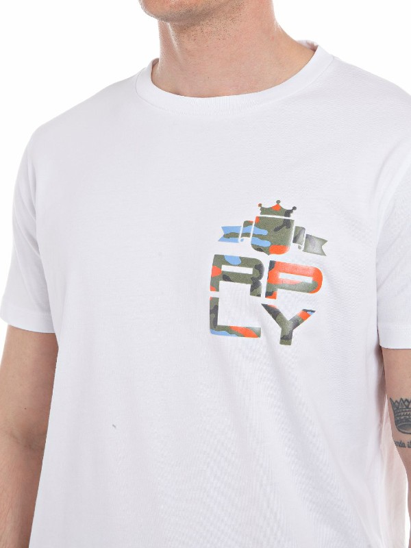 Ανδρικό t-shirt replay CAMOUFLAGE T-SHIRT WITH ARCHIVE LOGO | GIORGIO